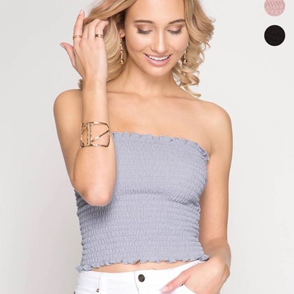 Tops | Nwt Smocked Crop Tube Top | Poshmark